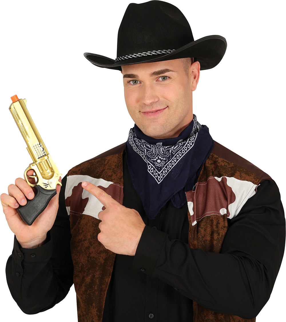 Gouden Cowboy revolver 27cm — Festival Feestartikelen