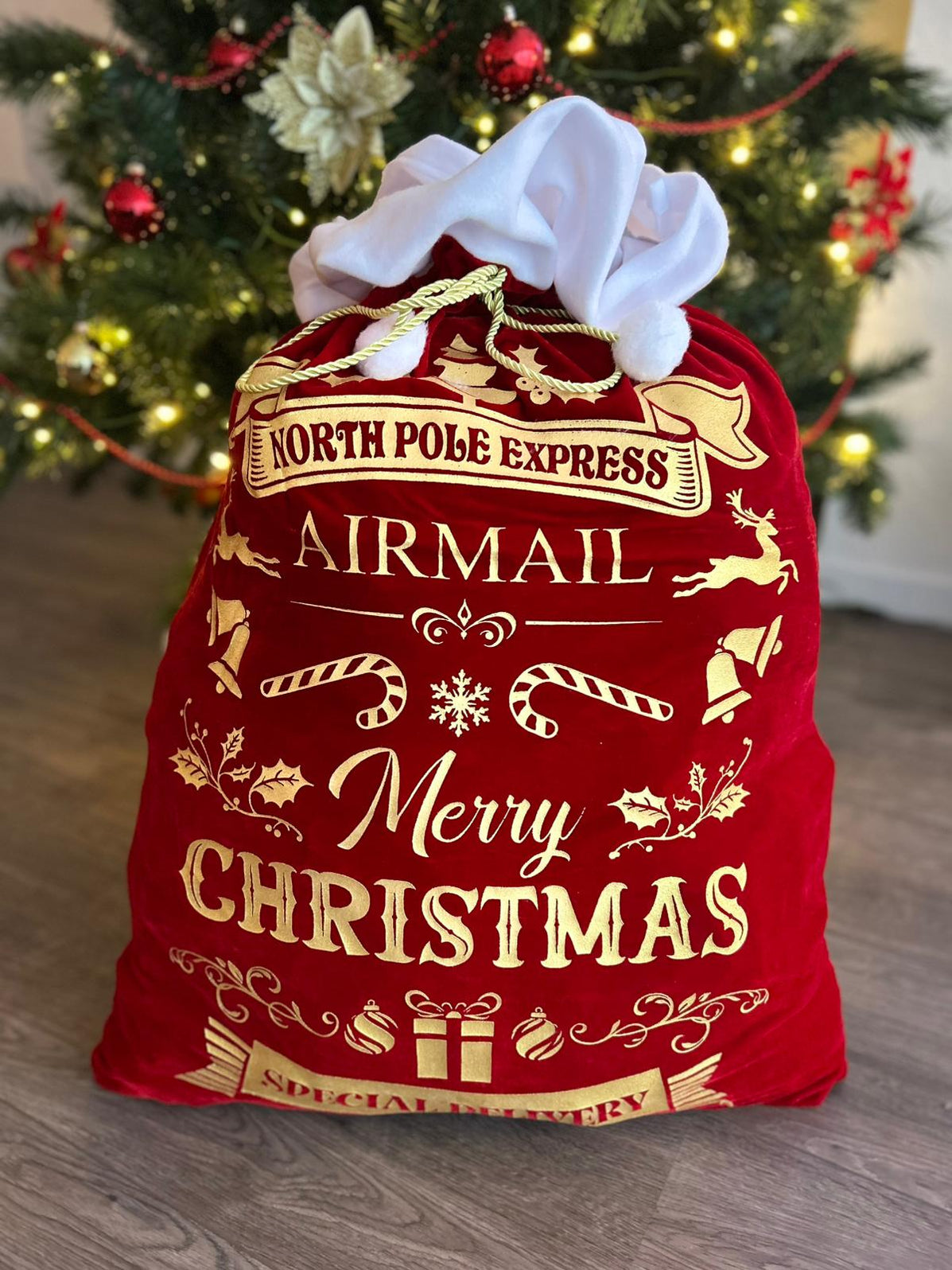 Kerstman zak North Pole Express — Festival Feestartikelen