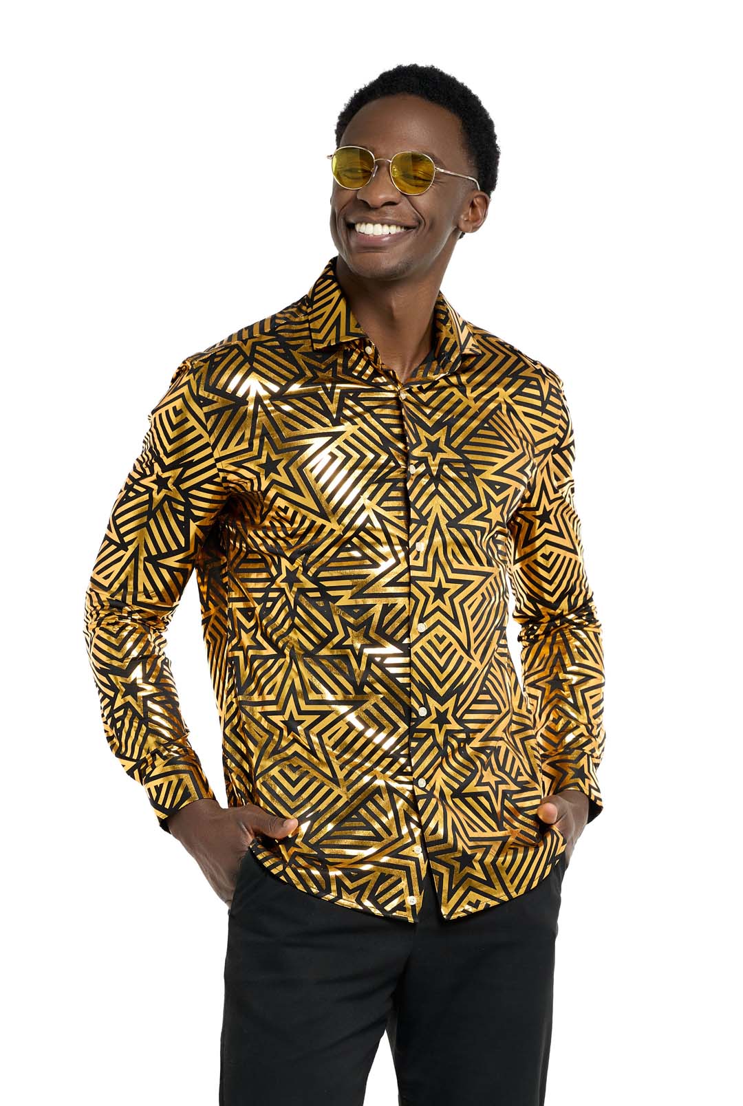 OppoSuits Golden Geo Star blouse — Festival Feestartikelen